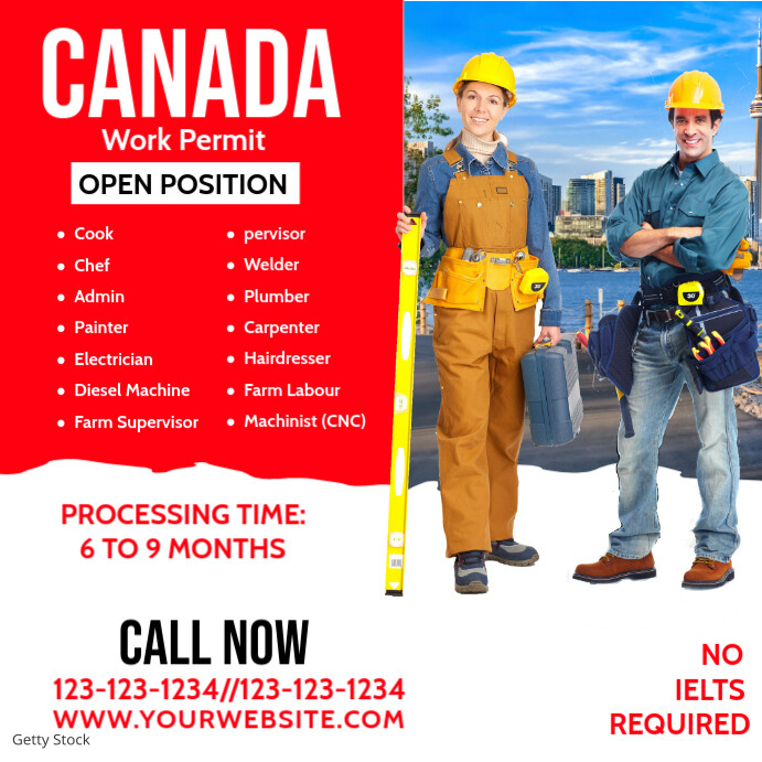 White Professional Canada Work Permit Instagram Post Template ...