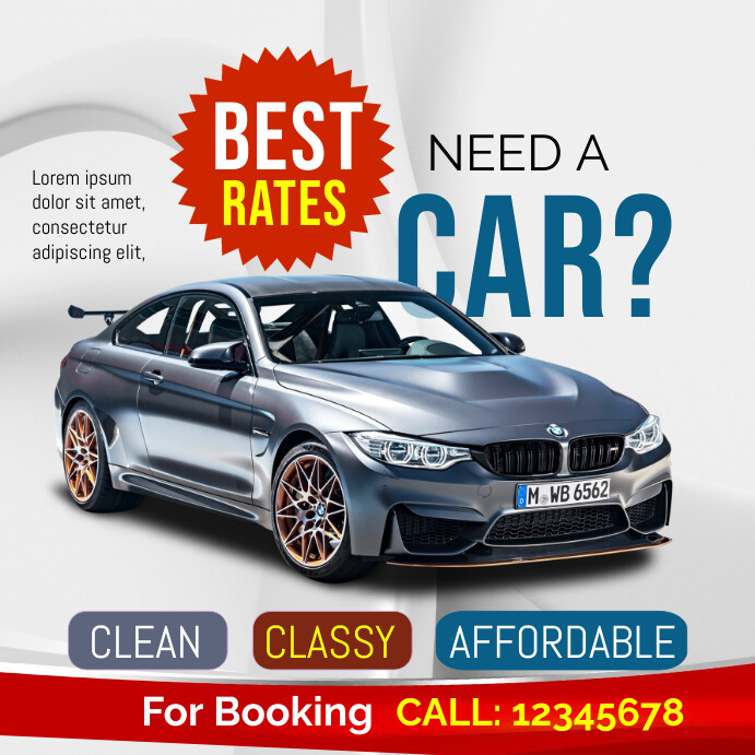 White Professional Car Hire / Sale Poster Ins Template | PosterMyWall