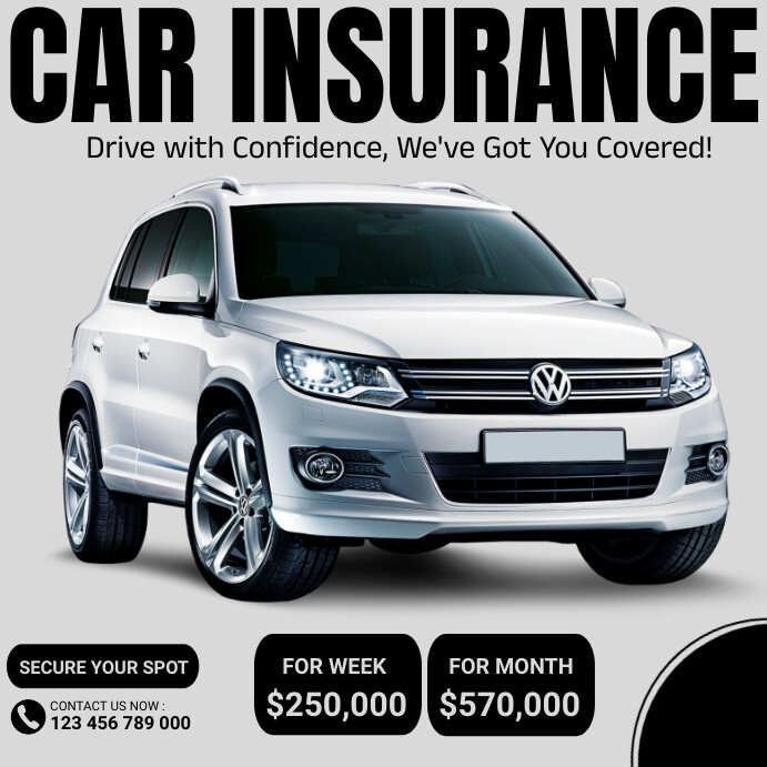 Copy of White Professional Car Insurance Instagram Po | PosterMyWall