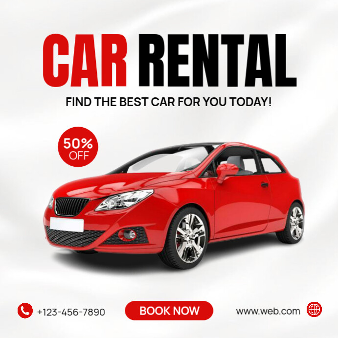 White Professional Car Rental Instagram Post Template | PosterMyWall