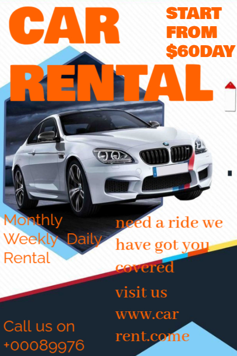 White Professional Car Rental Poster Template | PosterMyWall