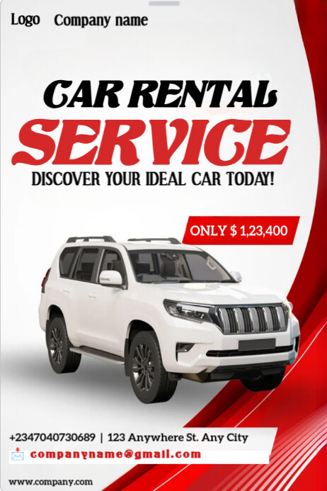 White Professional Car Rental Services Poster Template | PosterMyWall