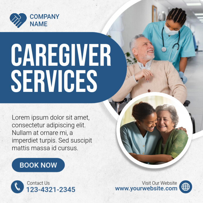 White Professional Caregiver Service Instagram Post Template | PosterMyWall