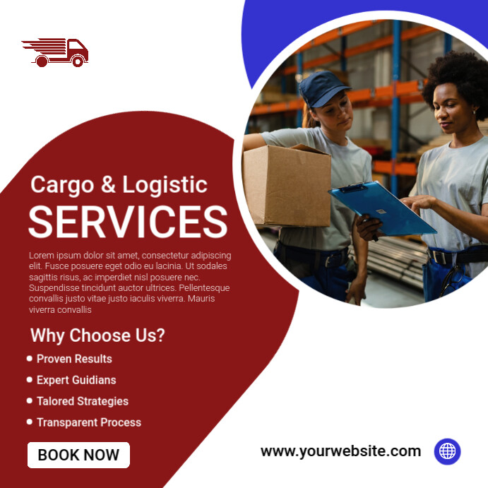 White Professional Cargo & Logistic Instagram Post Template | PosterMyWall