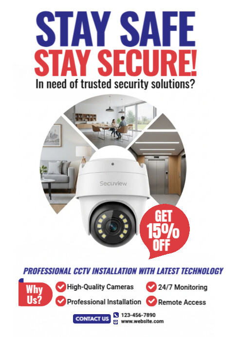 White Professional Cctv Service A4 Template | PosterMyWall