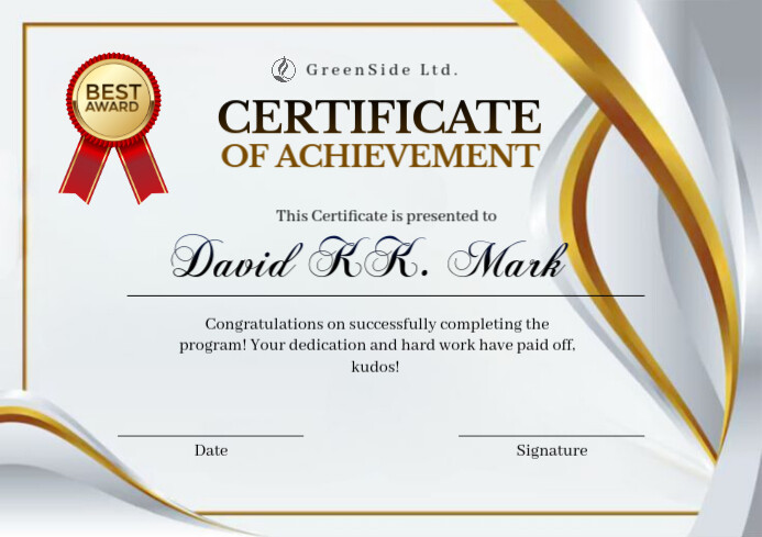 White Professional Certificate, Award, Appreciation, Recognition ...