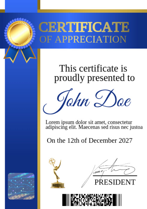 Copy of White Professional Certificate A4 | PosterMyWall