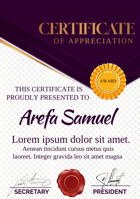 White Professional Certificate A4 Template | PosterMyWall