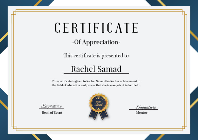 White Professional Certificate Of Academic Performance A4 Template ...