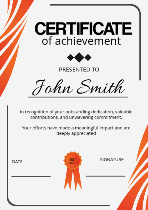 White Professional Certificate Of Achievement Flyer A3 Template ...