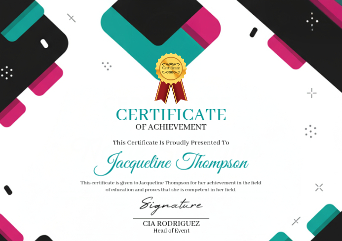 White Professional Certificate of Achievement A4 Template | PosterMyWall