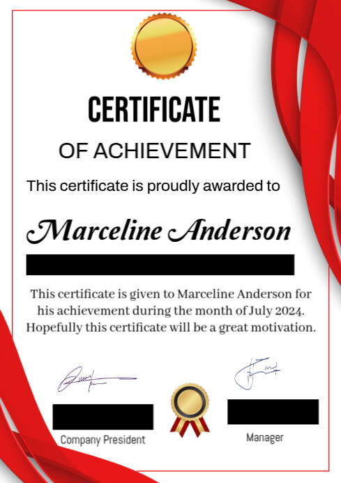 Copy of White Professional Certificate Of Achievement A4 | PosterMyWall