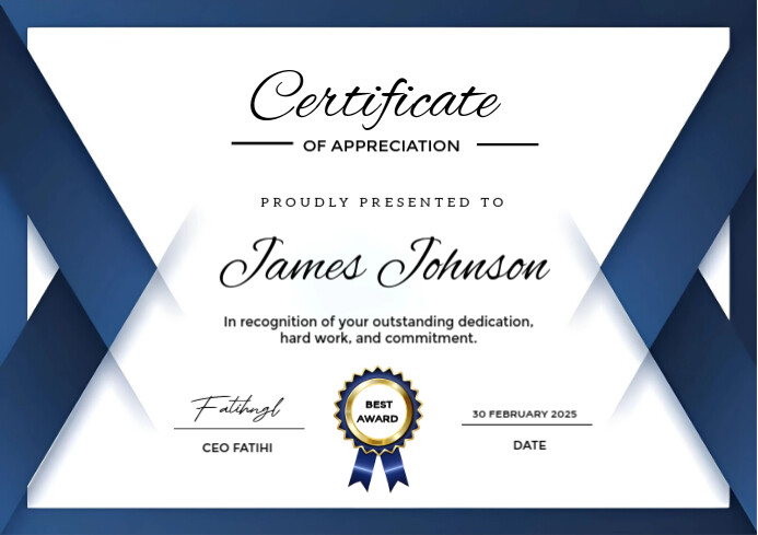 Copy of White Professional Certificate Of Appreciation| Award Template ...