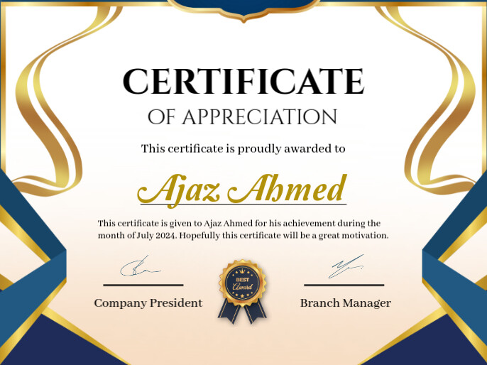 White Professional Certificate Of Appreciation Presentation Template ...
