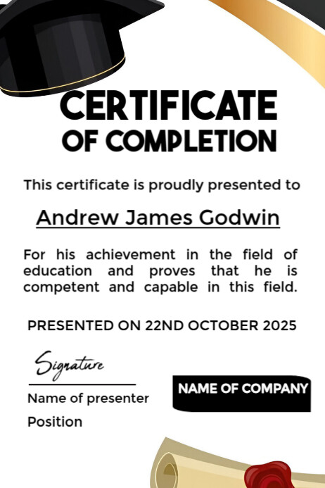 Plantilla de White Professional Certificate Of Completion | PosterMyWall