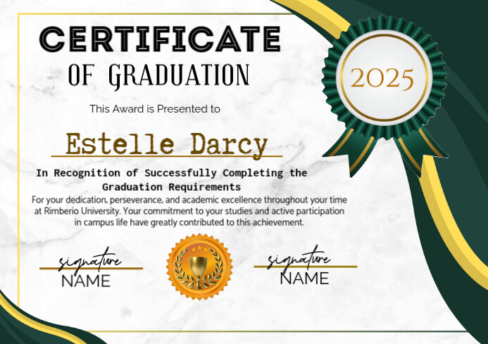 White Professional Certificate Of Graduation A4 Template | PosterMyWall