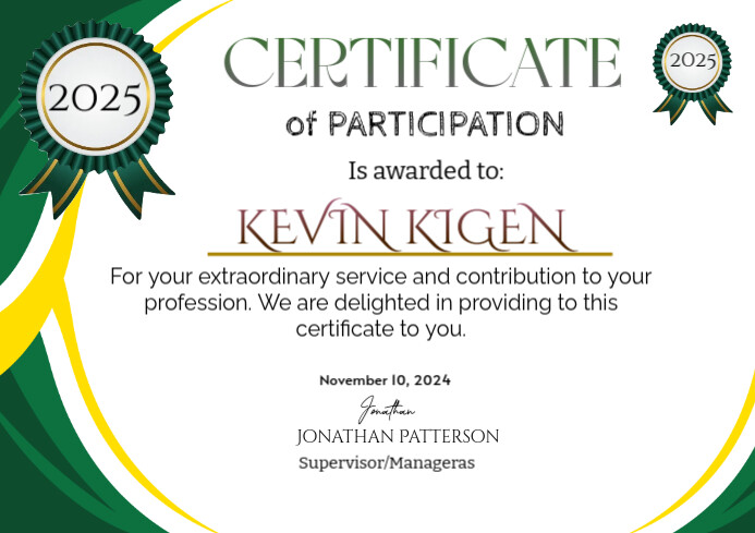 White Professional Certificate Of Participation A4 Template | PosterMyWall