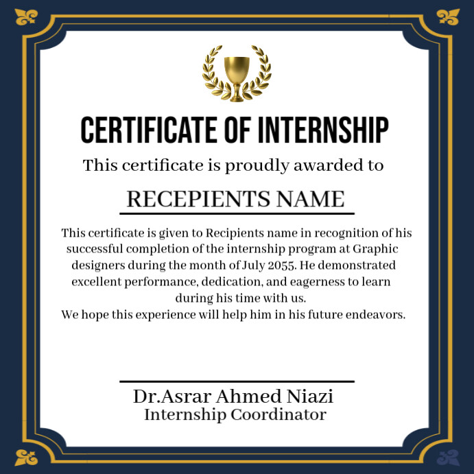 Modèle White Professional Certificate Of Recognition Instagram Post ...