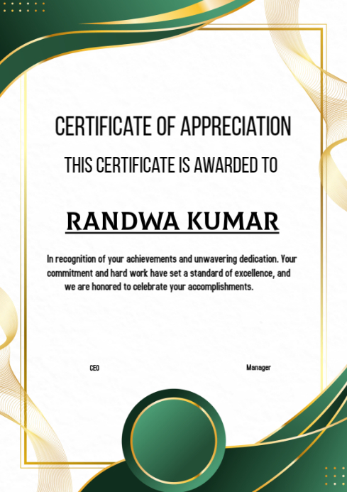 White Professional Certificate Of Recognition Editable Customizable A4 Template | PosterMyWall