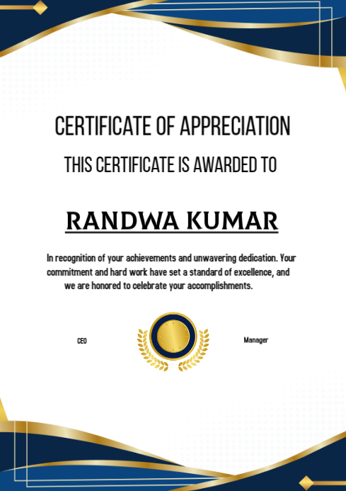 White Professional Certificate Of Recognitions A4 Template | PosterMyWall