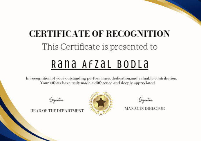 White Professional Certificate Of Recognition Editable Customizable A5 ...