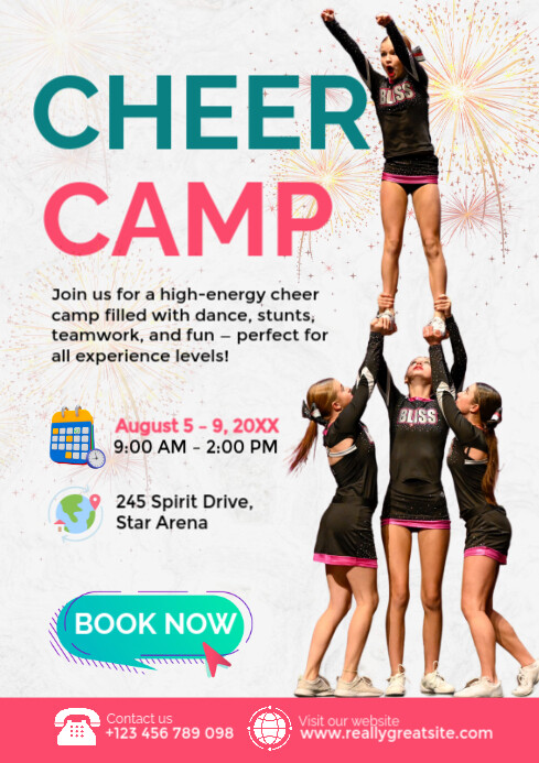 Copy of White Professional Cheer Camp Event Promotion Flyer Template A4 ...