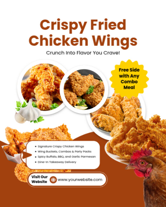 White Professional Chicken Wings Poster Instagram Portrait Template ...