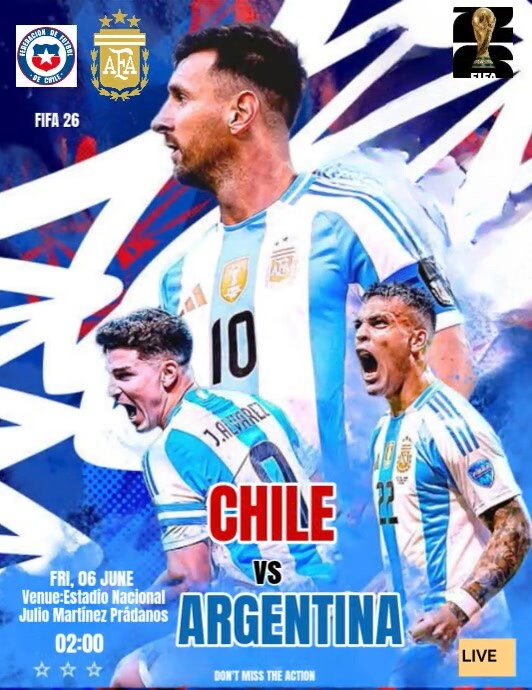 White Professional Chile Vs Argentina World Cup Qualifier Flyer (us ...