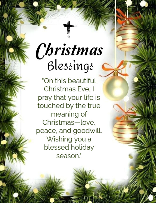 White Professional Christmas Blessings Flyer (us Letter) | PosterMyWall