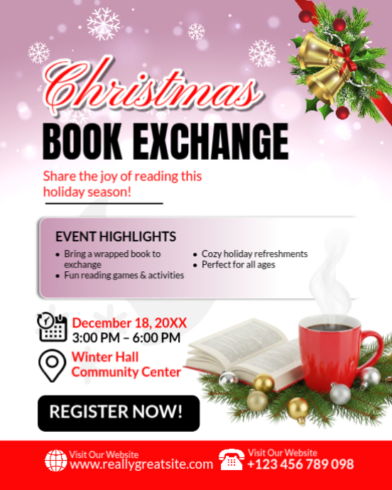 White Professional Christmas Book Exchange — Festive Holiday Reading ...