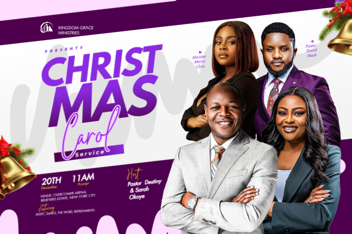 White Professional Christmas Carol, Carol Night Flyer, Church Concert ...