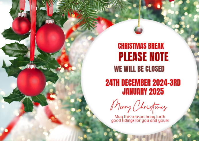 White Professional Christmas Closure Notice Postcard Template | PosterMyWall