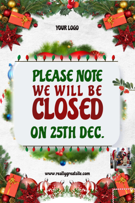 Copy of White Professional Christmas Closure Notice Poster | PosterMyWall