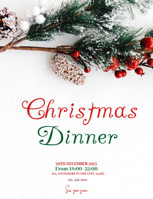 Plantilla de White Professional Christmas Dinner Invitation Templates ...