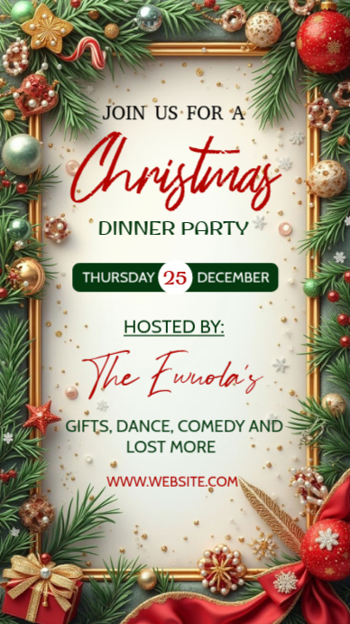 White Professional Christmas Dinner Party Invitation Instagram Story ...