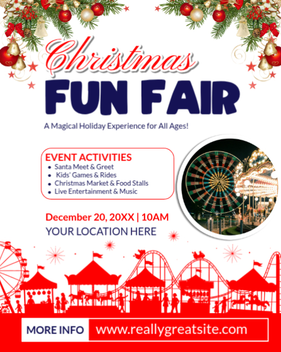 White Professional Christmas Fun Fair — Festive Holiday Event Flyer ...