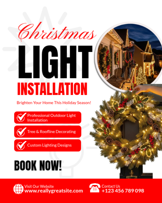 White Professional Christmas Light Installation — Holiday Home ...