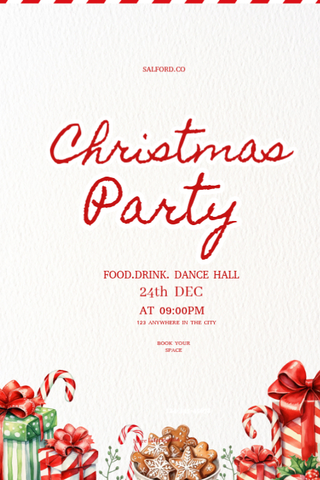 White Professional Christmas Party 2025 Invitation Templates Poster ...