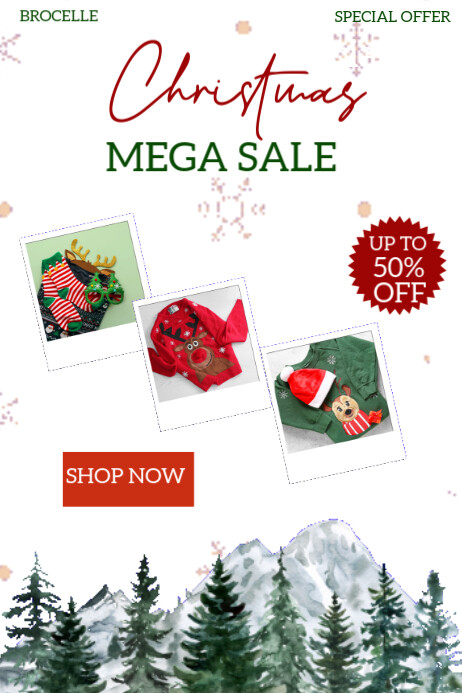 White Professional Christmas Sale Discount Poster Template | PosterMyWall