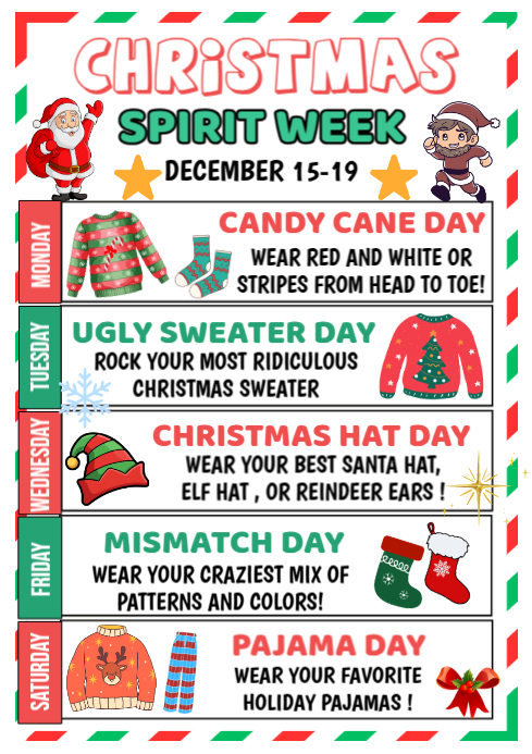 White Professional Christmas Spirit Week A4 Template | PosterMyWall