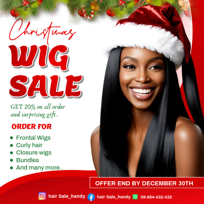 Plantilla de White Professional Christmas Wig And Hair Sale Promotion ...