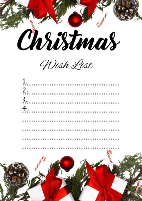 Copy of White Professional Christmas Wishlist Template A4 | PosterMyWall