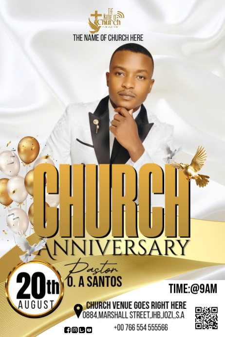 White Professional Church Anniversary Poster Template | PosterMyWall