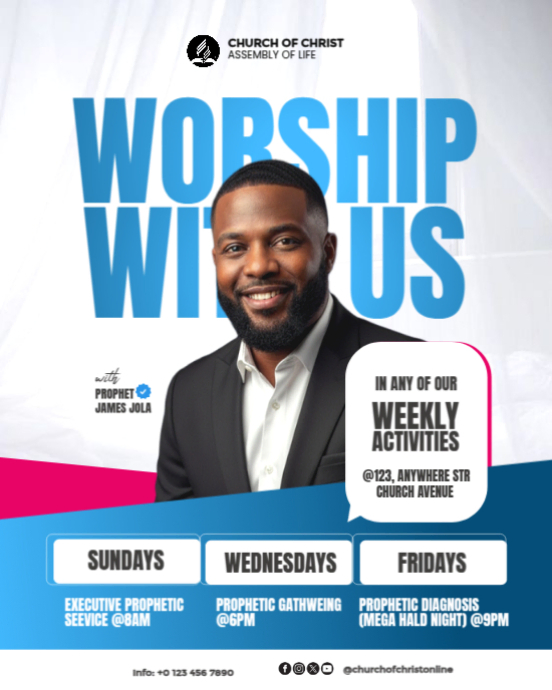 Copy of White Professional Church Flyer Instagram Portrait | PosterMyWall