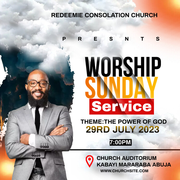 White Professional Church Flyer Instagram Pos Template | PosterMyWall