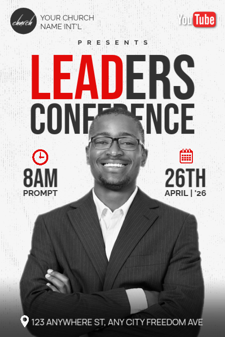White Professional Church Leadership Conference Poster Template ...