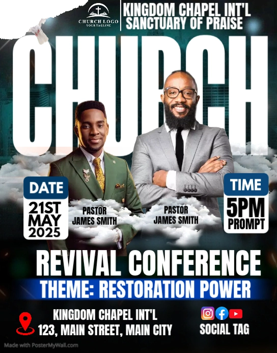 White Professional Church Revival Conference Poster/Wallboard Template ...