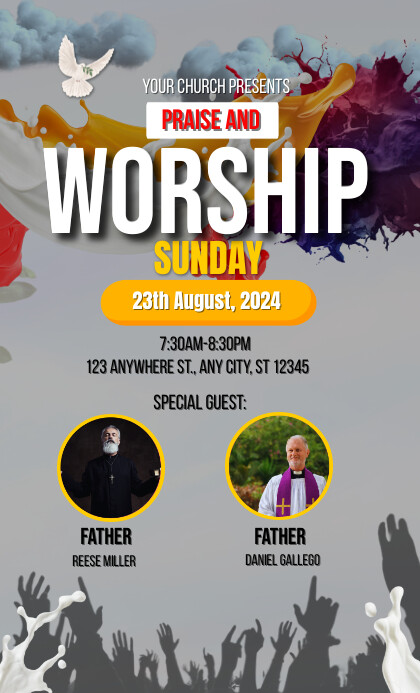 White Professional Church Worship Service Fly Template | PosterMyWall