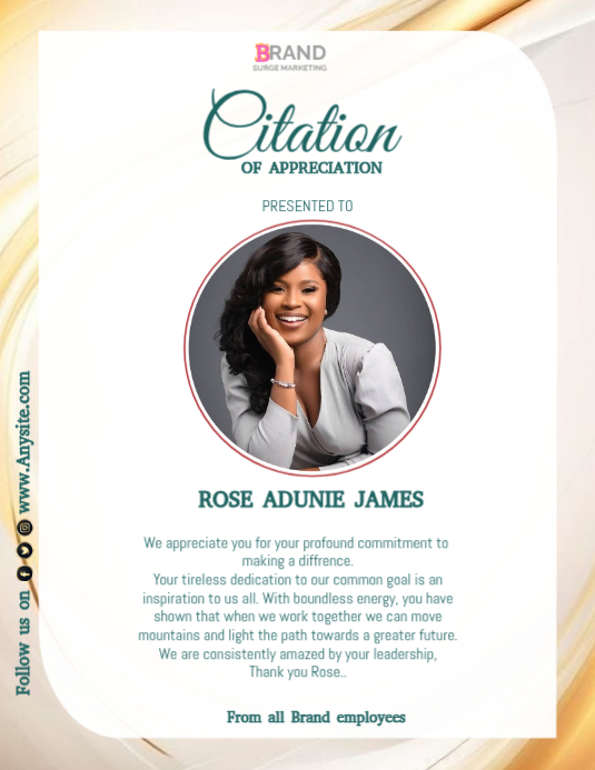 Copy of White Professional Citation Of Appreciation Flyer (us Letter ...