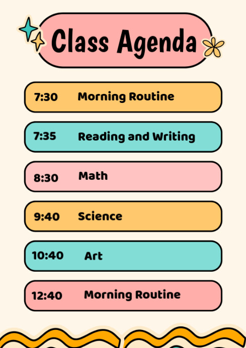 Plantilla de White Professional Class Agenda Schedule And Timetable A4 ...